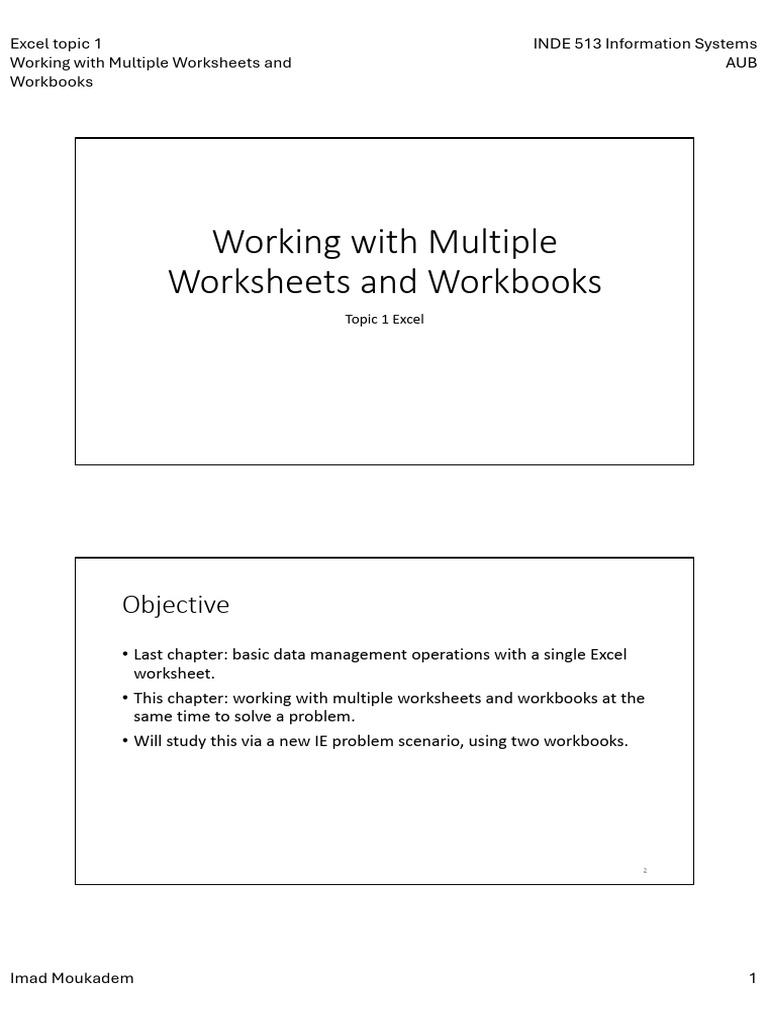 Working With Multiple Worksheets and Workbooks | PDF | Microsoft Excel ...