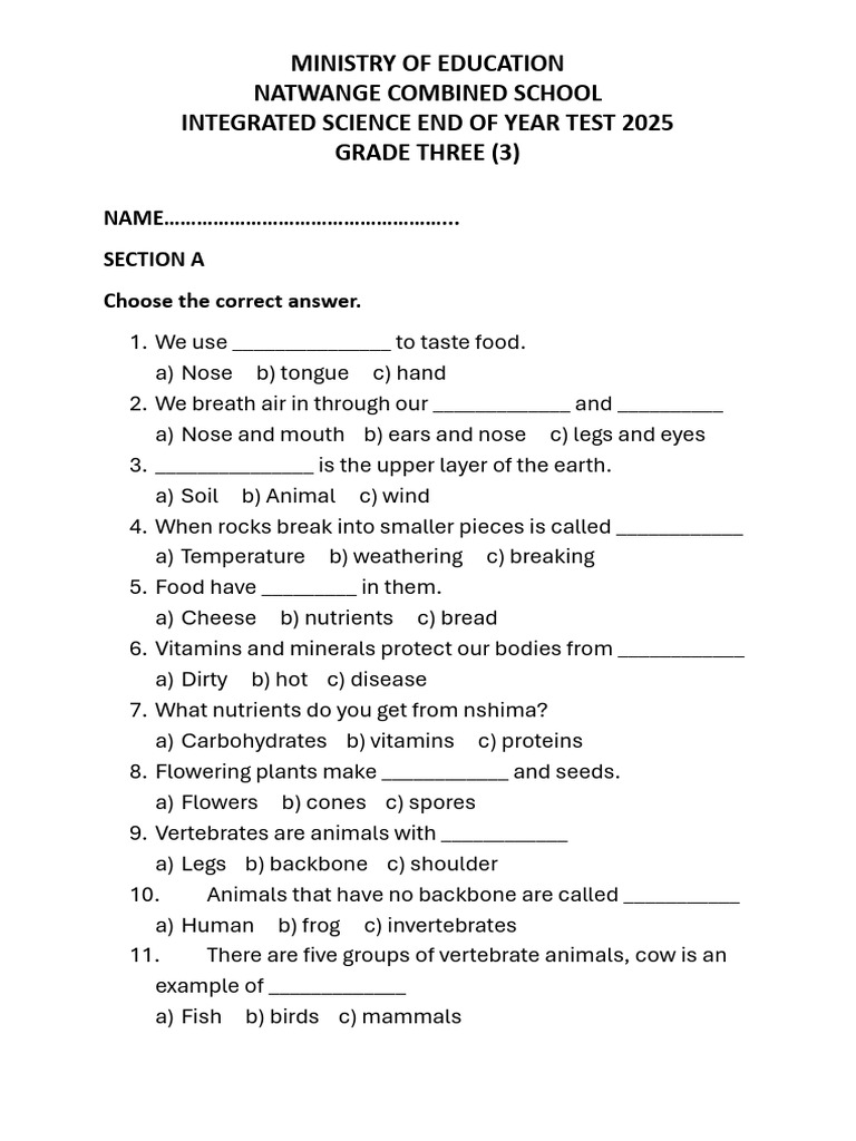 Science End of Year | PDF
