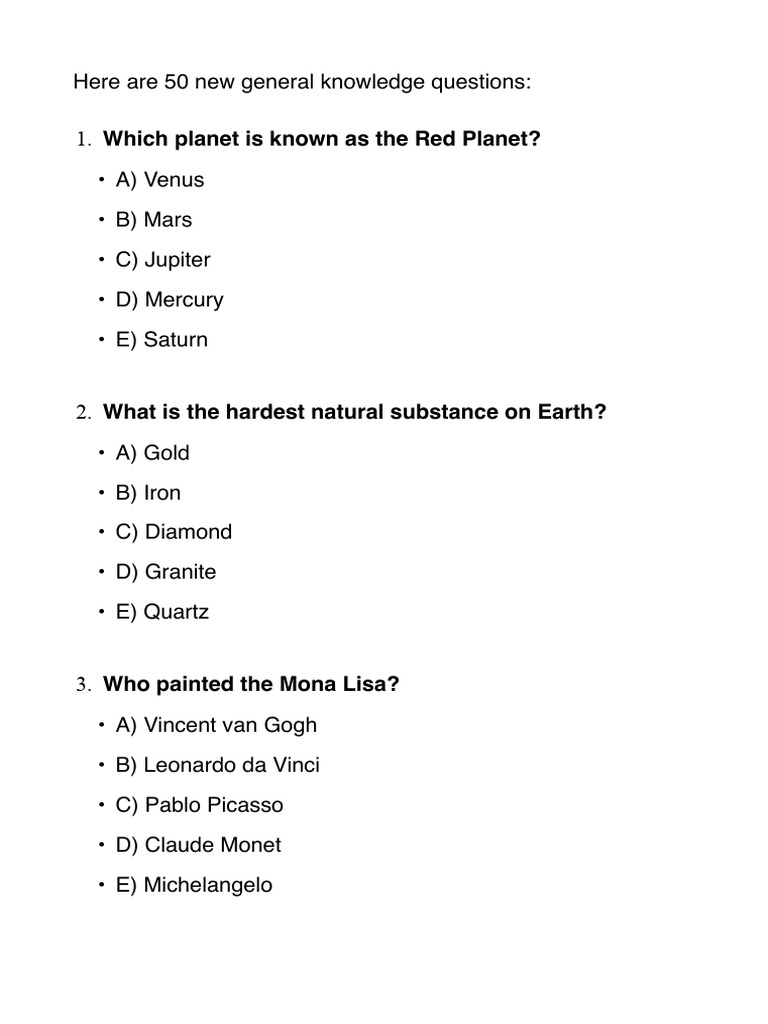 Quiz 2 General Knowledge | PDF | Planets | Physical Sciences