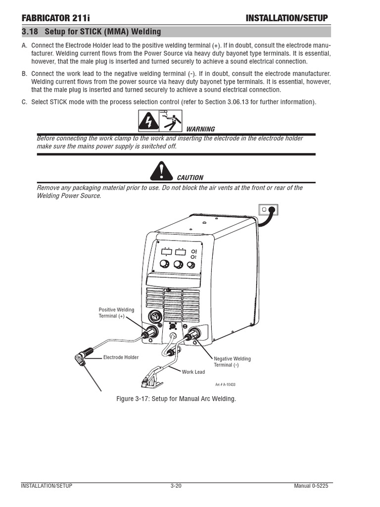 STICK Welding Setup Guide for FABRICATOR 211i | PDF