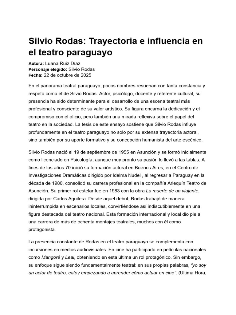 Luana Ruiz Diaz - Silvio Rodas 6 | PDF | Teatro | Paraguay