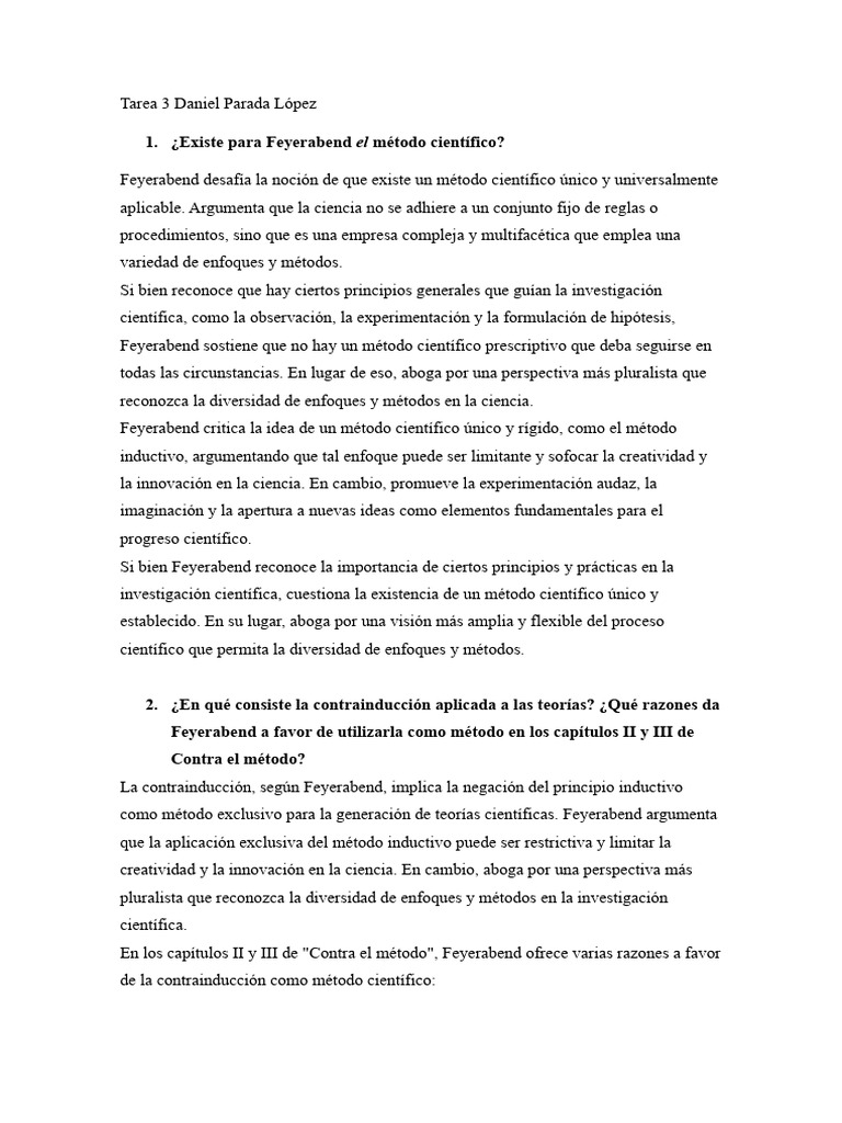 Tarea 3 Daniel Parada López | PDF | Método científico | Teoría