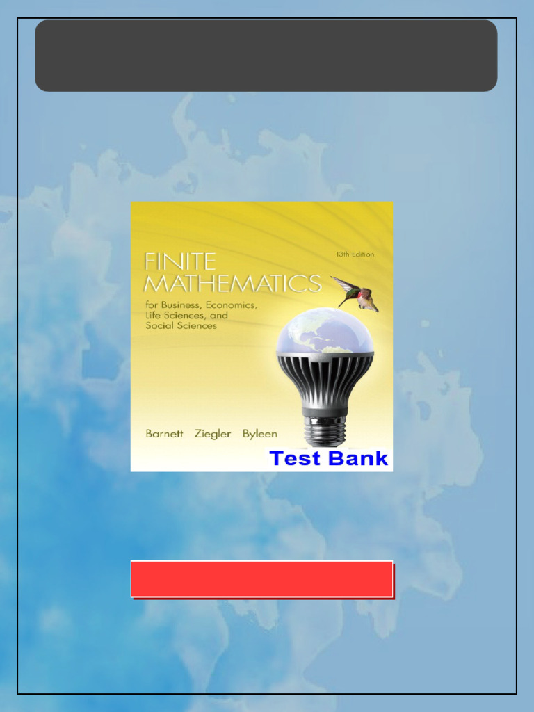 Finite Mathematics for Business Economics Life Sciences and Social ...