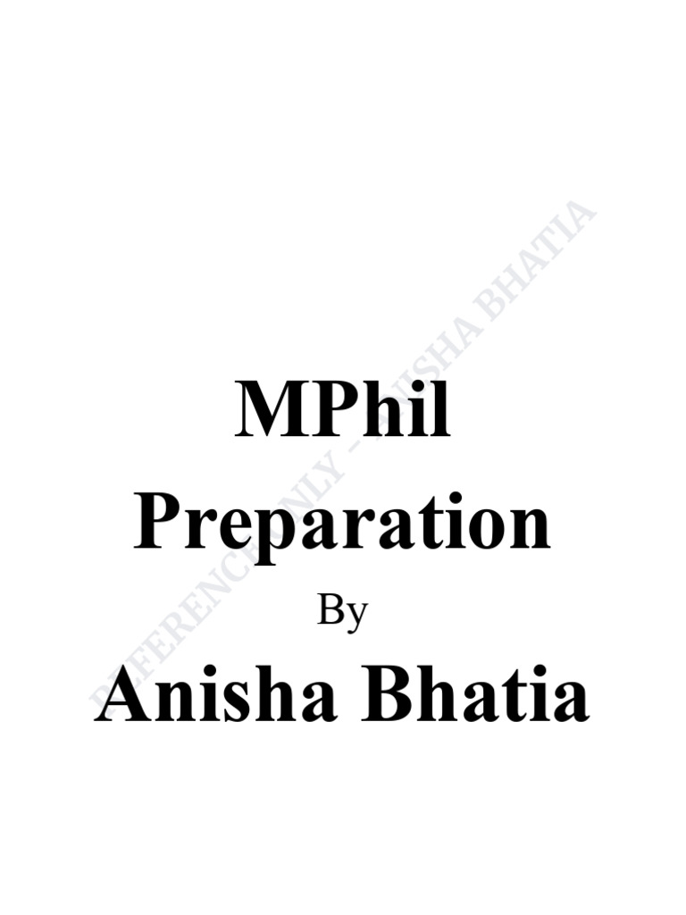 MPhil Preparation - Anisha Bhatia | PDF | Mental Disorder | Social ...