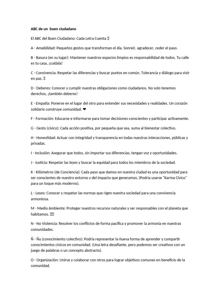 ABC de Un Buen Ciudadano | PDF | Ciudadanía | Tolerancia