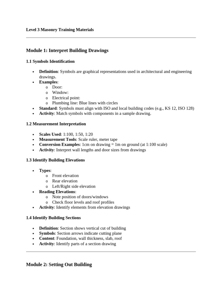 Level 3 Masonry Training Guide | PDF | Concrete | Foundation (Engineering)