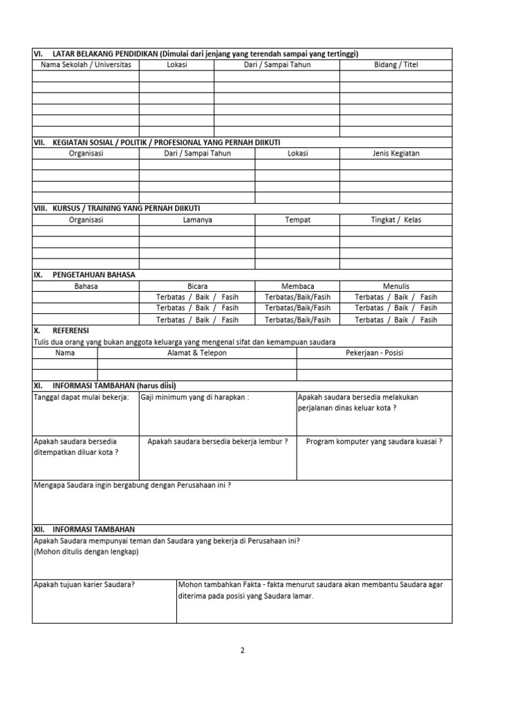 Jct Form Pelamar2 | PDF