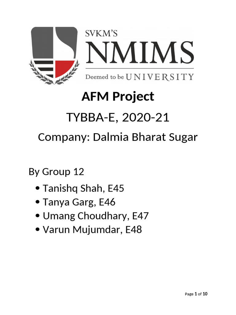 Dalmia Sugar Report | PDF | Valuation (Finance) | Dividend