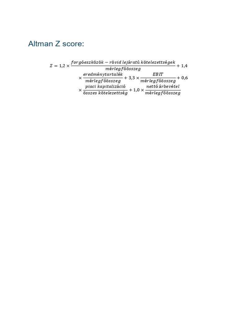 Altman Z Score | PDF