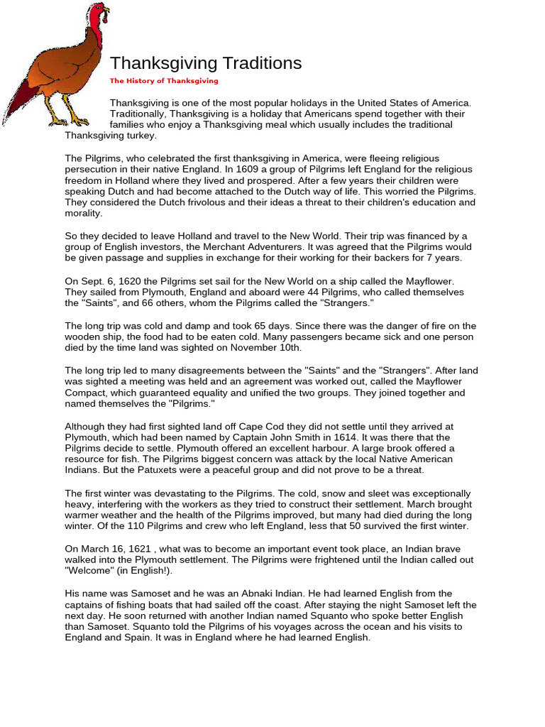 History of Thanksgiving Traditions | PDF | Thanksgiving | Plymouth
