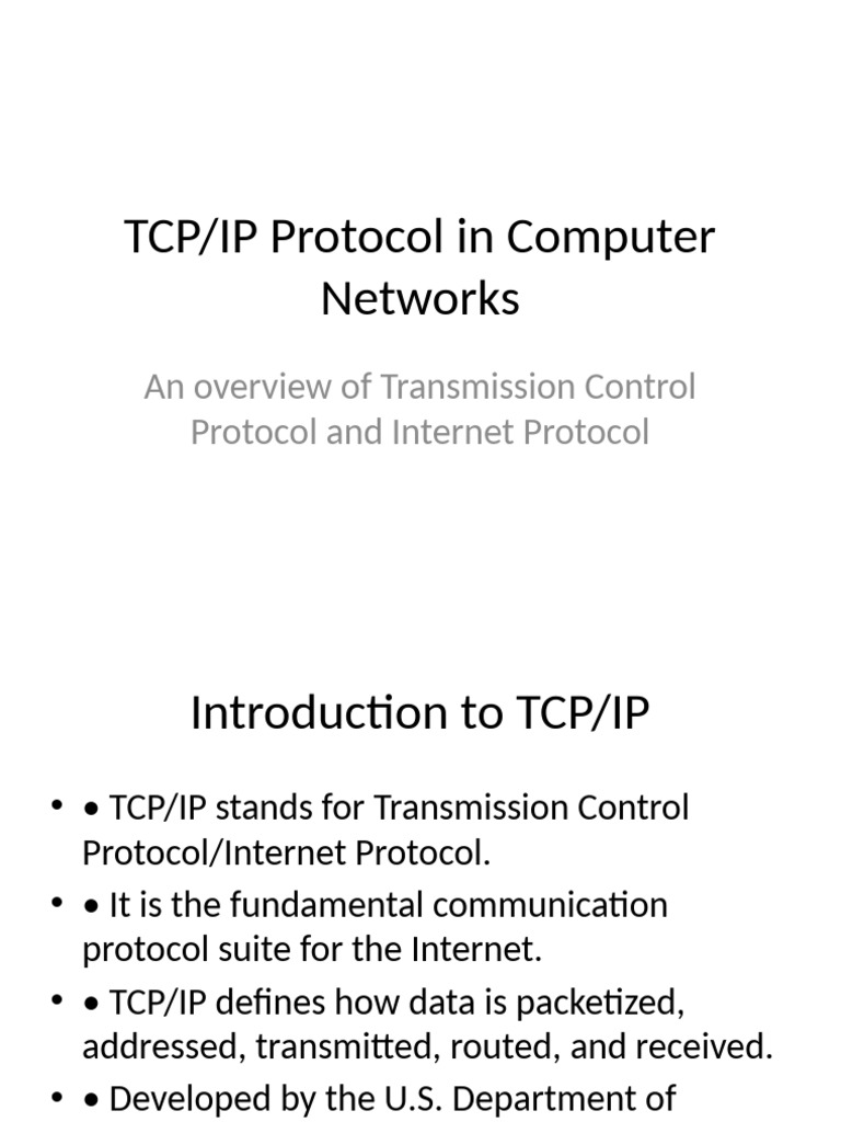 Overview of TCP/IP Protocol Suite | PDF