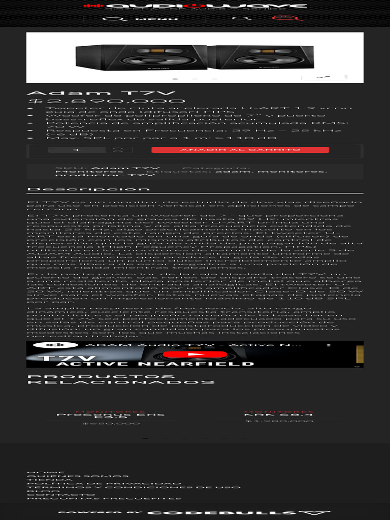 Monitores de Estudio Adam T7V en Venta | PDF | Frecuencia | Hertz