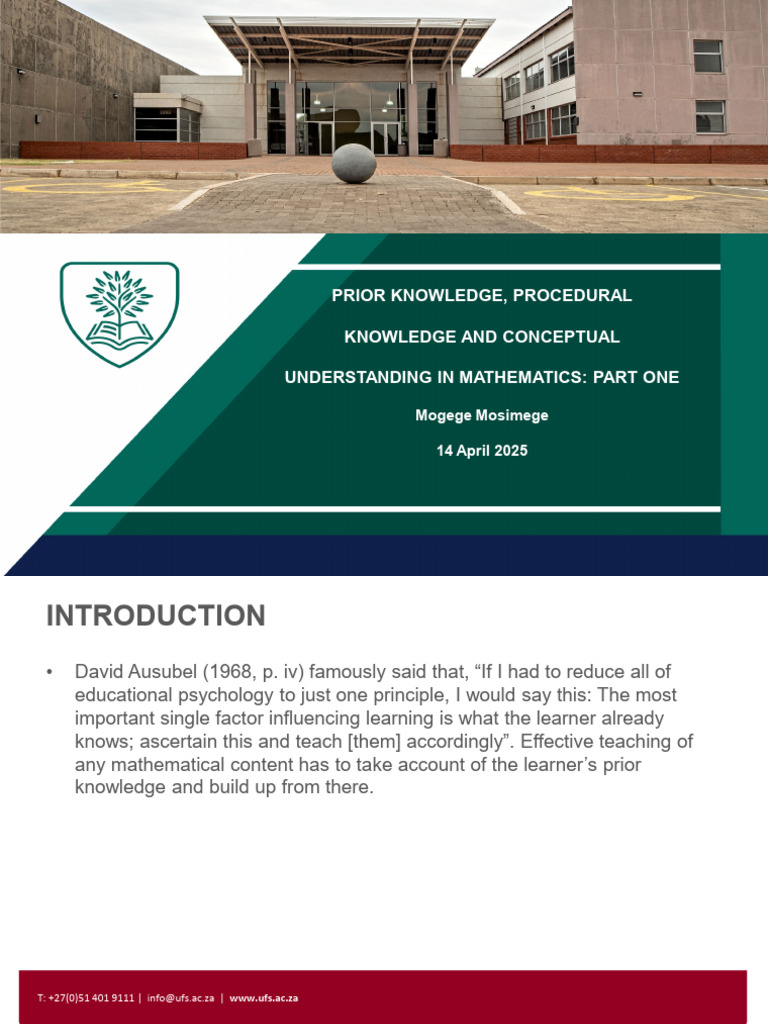 Prior Knowledge Procedural Knowledge and Conceptual Understanding Part One | PDF | Learning ...