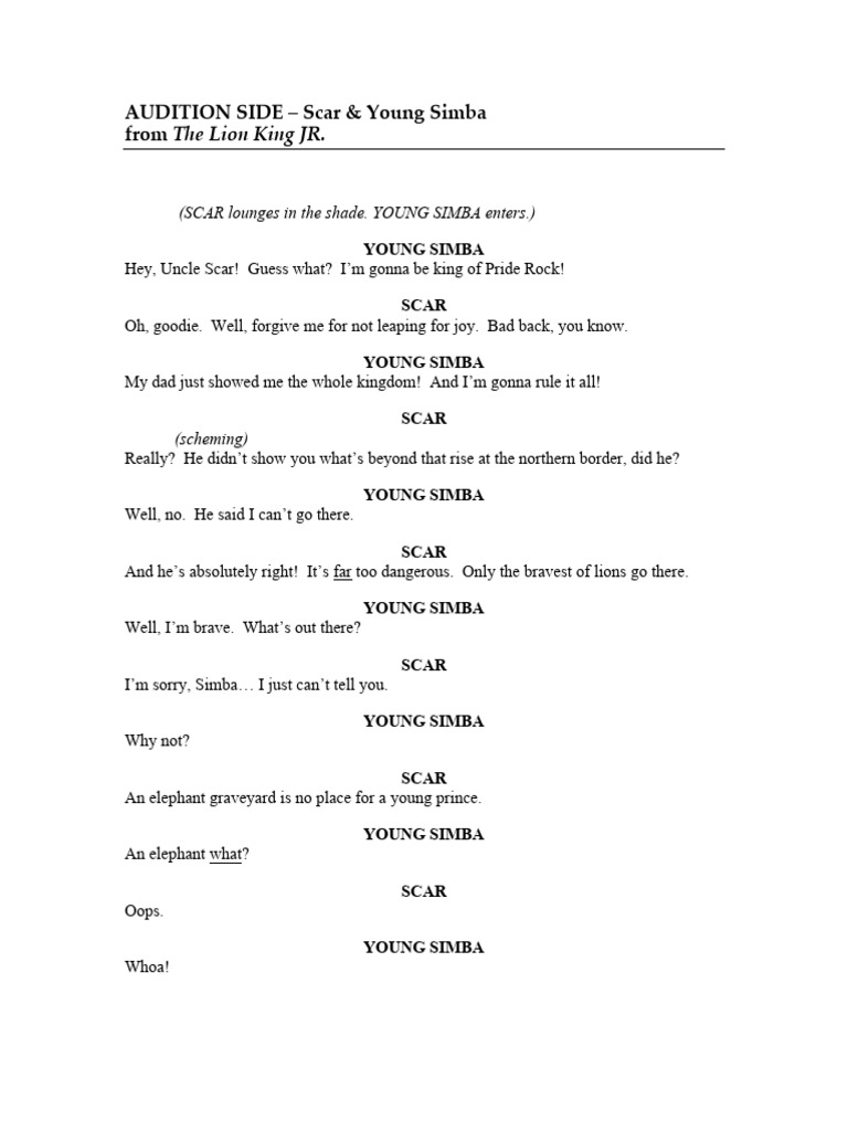 Audition Side - Scar & Young Simba | PDF