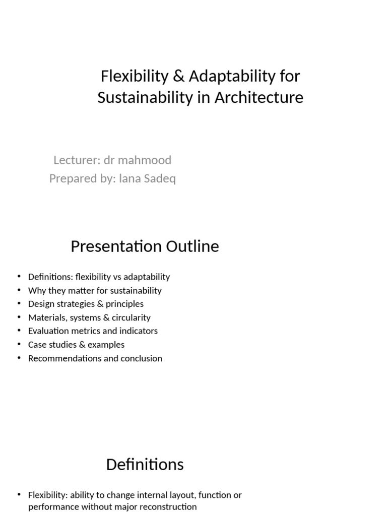Flexibility Adaptability Sustainability | PDF | Sustainability ...