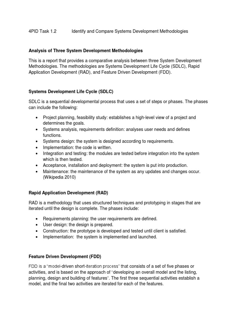 Analysis of Three System Development Methodologies | PDF | Software ...