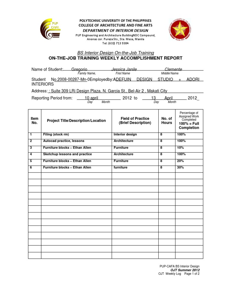 OJT Weekly Log | PDF | Manila | Makati