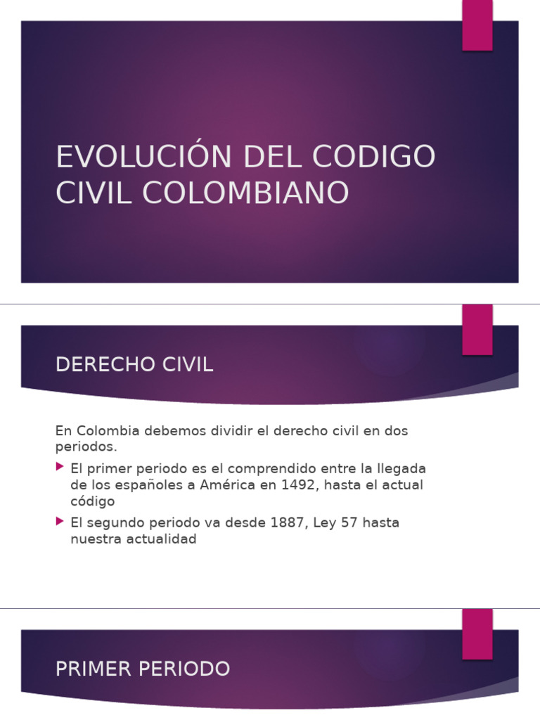 Evolución del Código Civil Colombiano | PDF | Derecho civil (sistema ...
