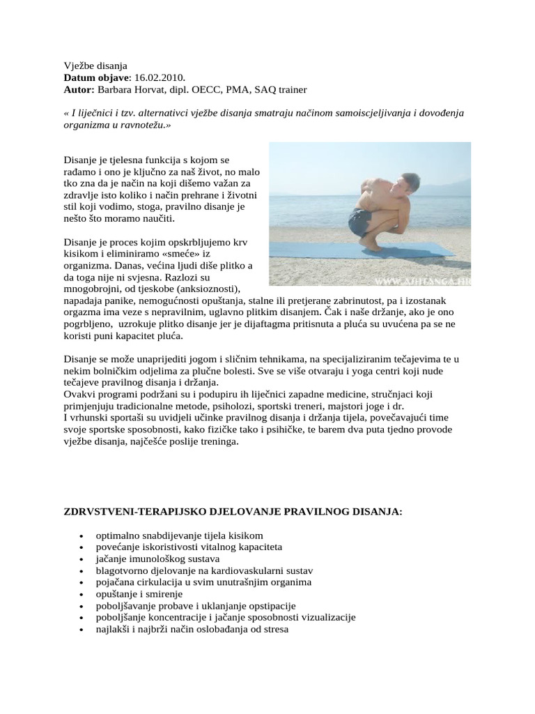 Vježbe disanja | PDF