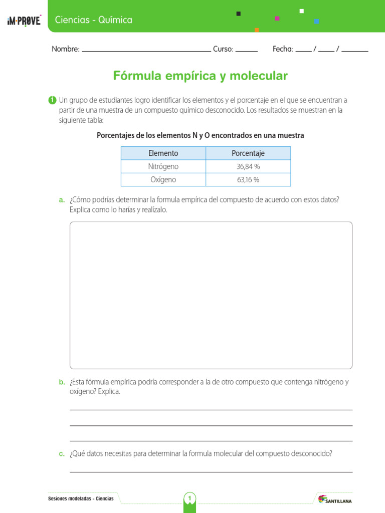 Fórmula Empírica y Molecular en Química | PDF