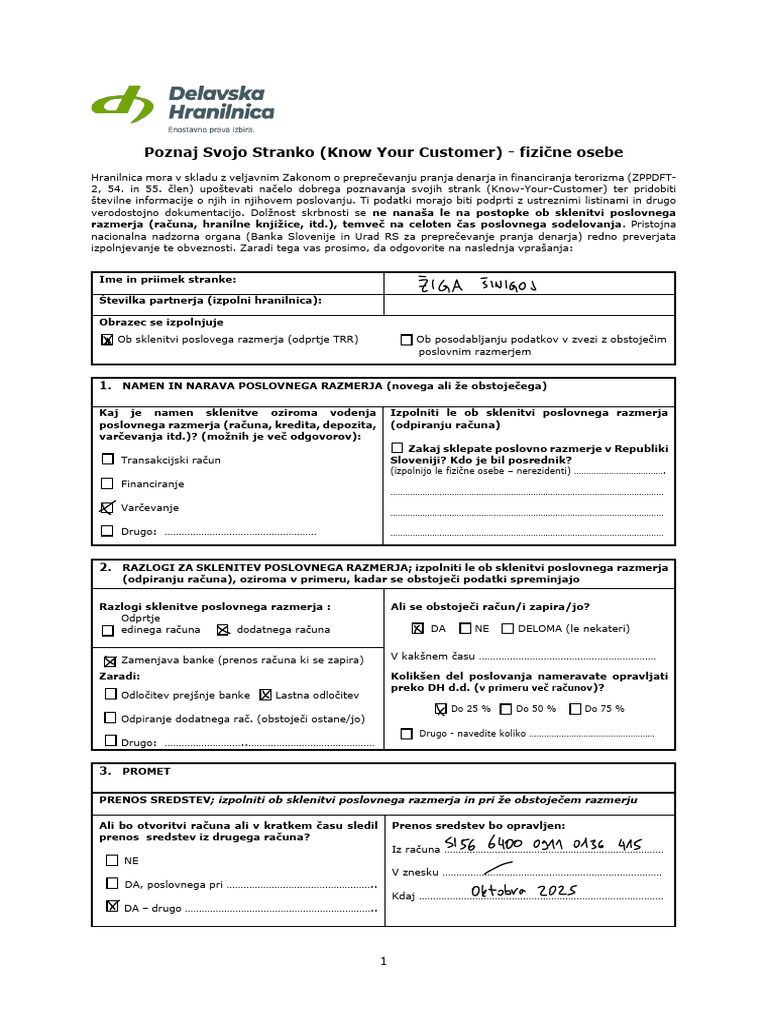 Zs - Vprašalnik Za Fizične Osebe | PDF