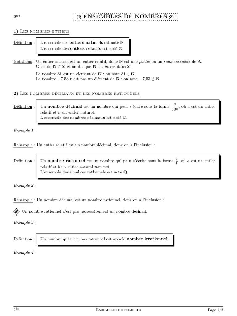 Comprendre les ensembles de nombres | PDF | Entier naturel | Nombre ...
