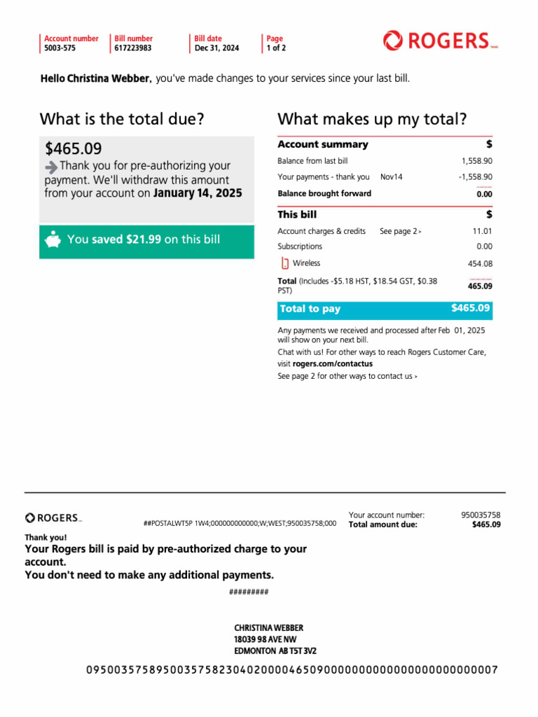 Bill Rogers Wireless 123124 | PDF | Payments | Taxes
