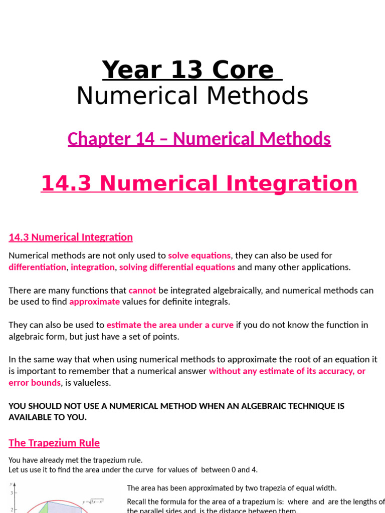 Numerical Integration Techniques Explained | PDF | Integral | Area