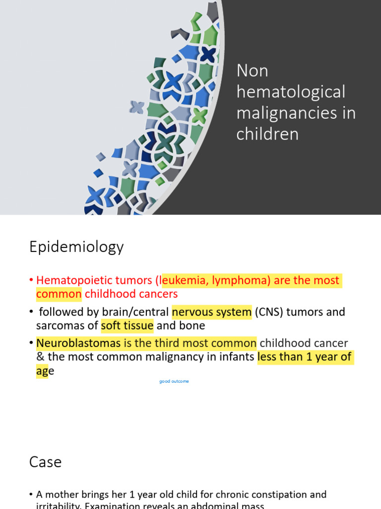 17-Non Hematological Malignancies in Children | PDF | Sarcoma | Brain Tumor