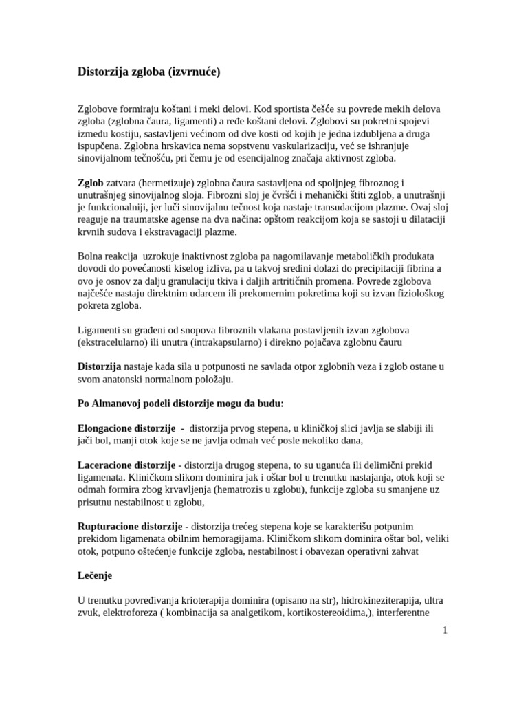 Distorzija Zgloba | PDF