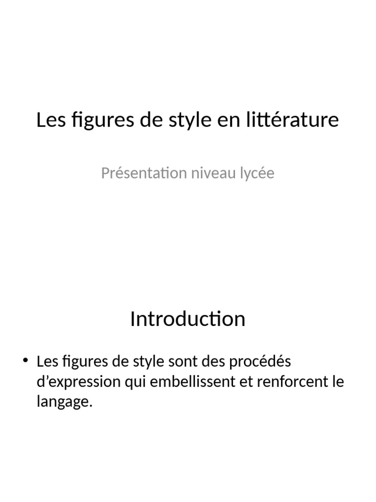 Figures de style en littérature lycée | PDF