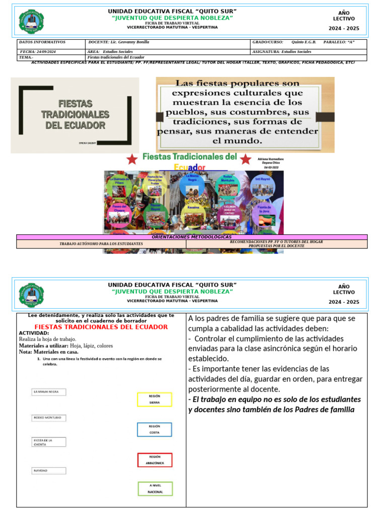 Ficha Pedagogica Actividades Virtuales Estudios Sociales | PDF