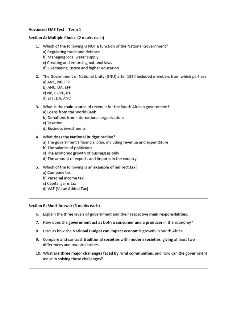 EMS Practice Test Term 1 | PDF | Taxes | Unemployment