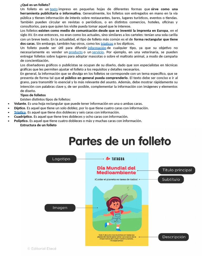 Partes y tipos de un folleto | PDF | Información | Diseño gráfico