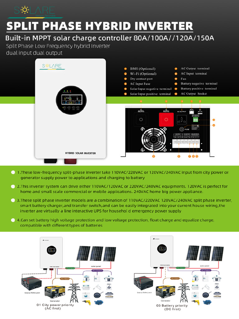 6KW Split Phase Hybrid Inverter 1 | PDF
