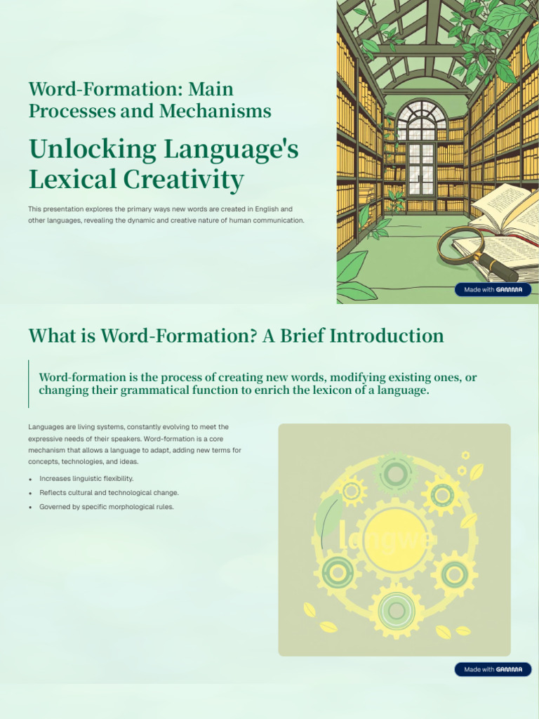 Word-Formation: Language's Creative Mechanisms | PDF | Word | Lexicon