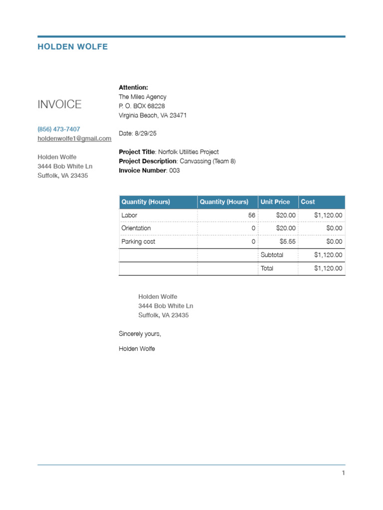 Aug The Miles Agency Invoice | PDF