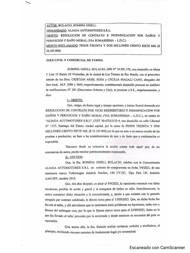 Demanda Contra Aliaga | PDF