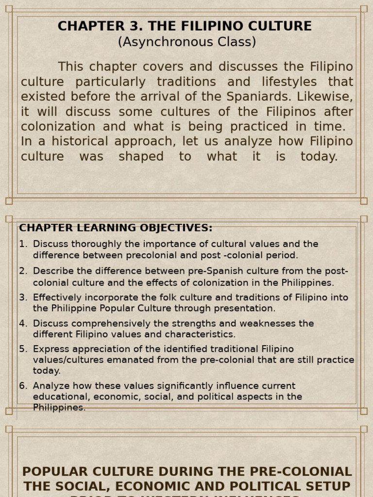 Filipino Culture: Precolonial to Present | PDF | Philippines | Mindanao