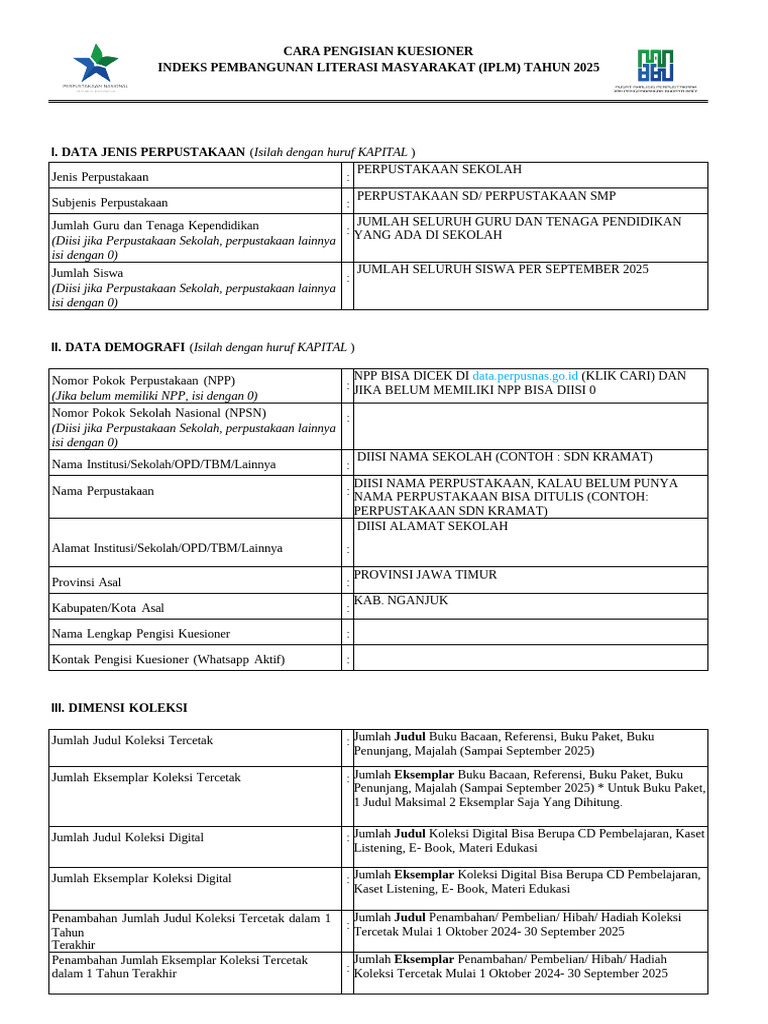 Cara Pengisian Kuesioner IPLM | PDF