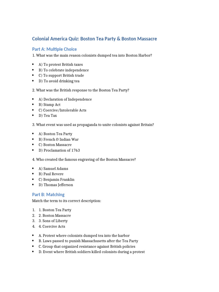 Colonial America Quiz Student Version | PDF
