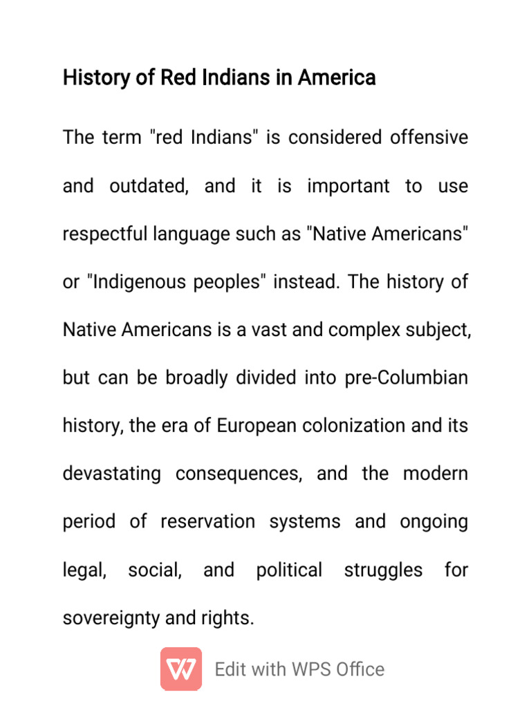 History of Red Indians in America | PDF | Native Americans In The ...
