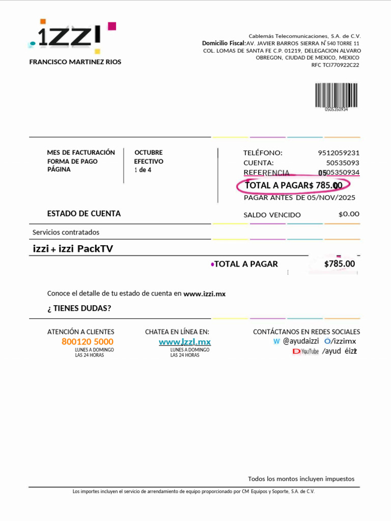 Comprobante Sabas Barajas Rodriguez | PDF | Telecomunicaciones