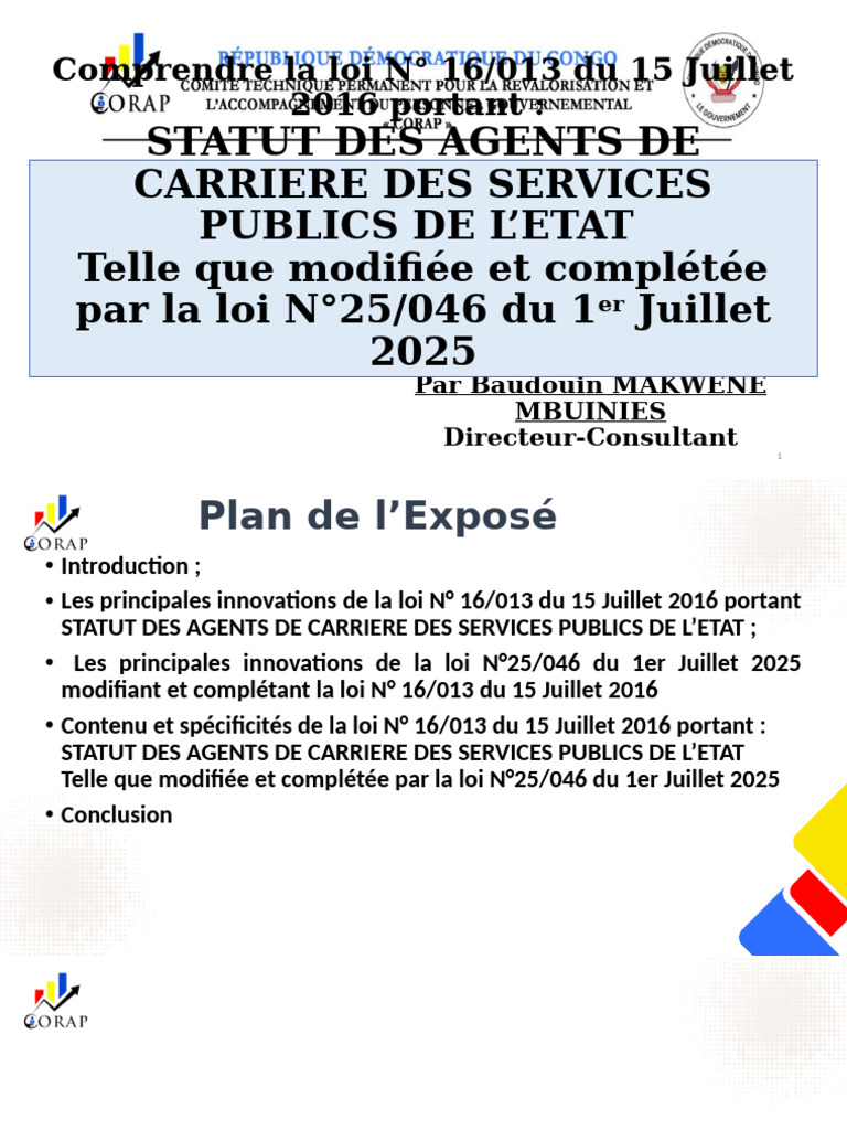 Loi sur le Statut des Agents Publics 2025 | PDF | Gouvernement