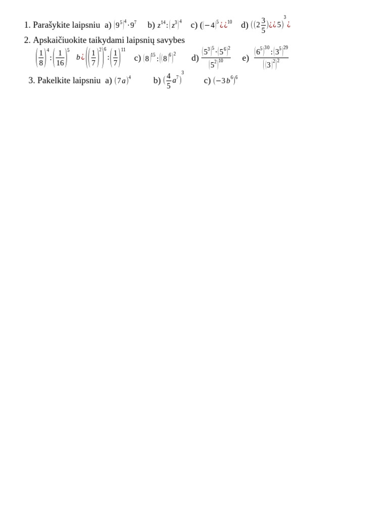 7 Klase Laipsniai Laipsniu Namu Darbai | PDF