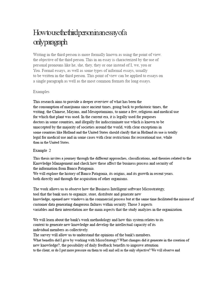 How To Use The Third Person in A One-Paragraph Essay | PDF | Knowledge ...