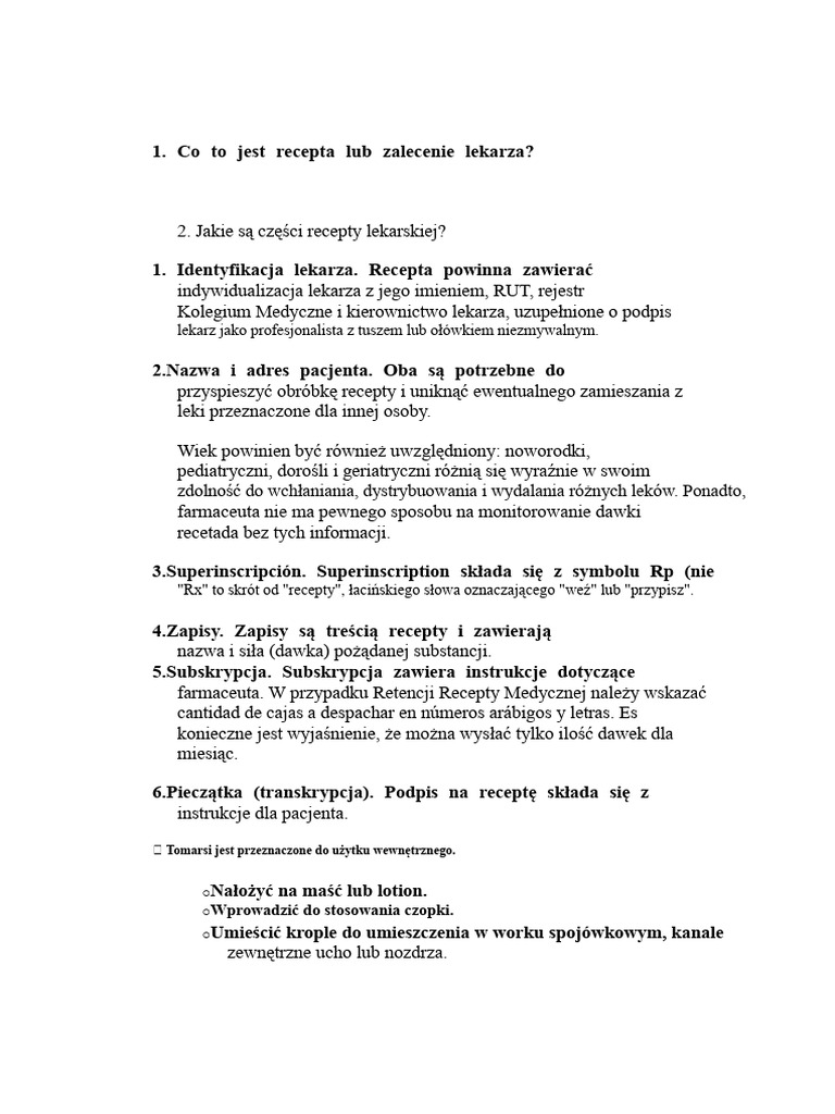 Czym Jest Recepta Lub Zlecenie Medyczne | PDF