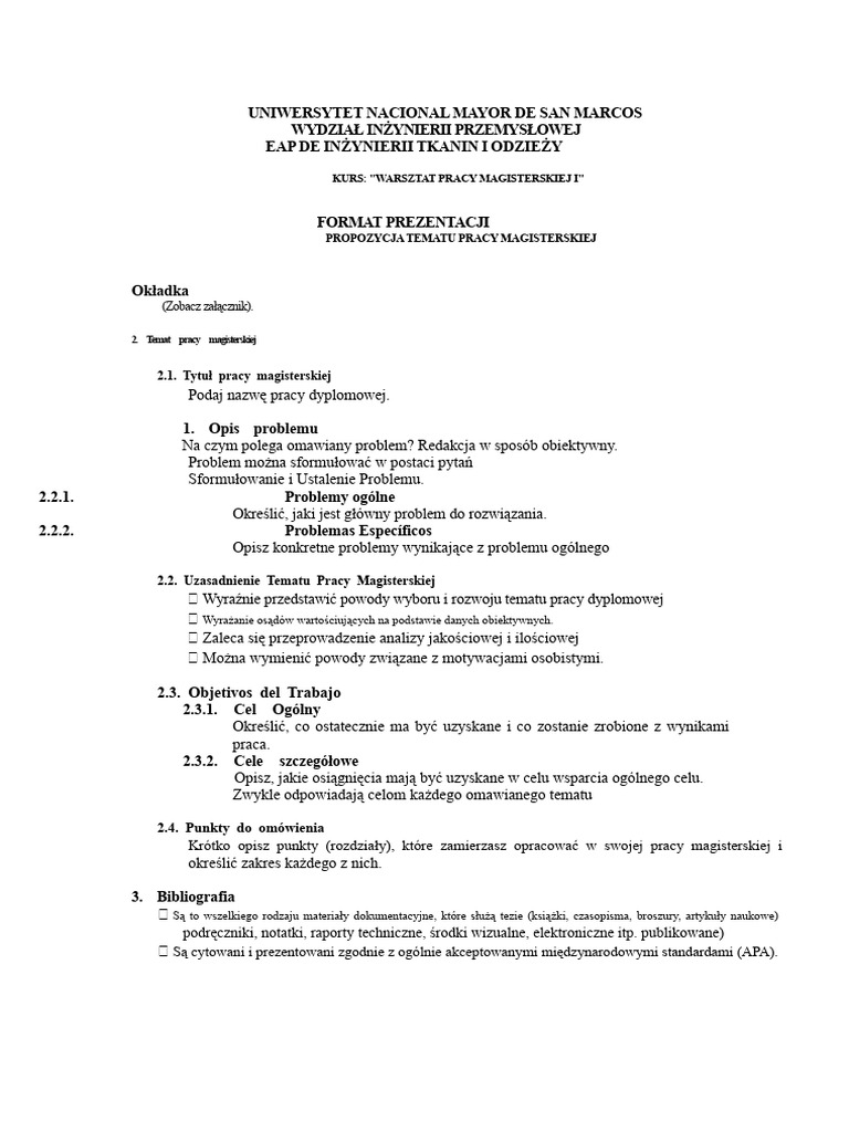 Formaty Prezentacji Tematu Pracy Magisterskiej I Projektu Pracy ...