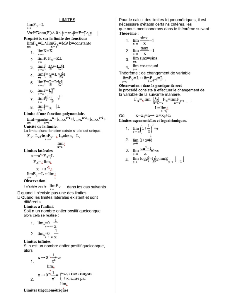 Calcul des limites trigonométriques | PDF | Fonction exponentielle ...