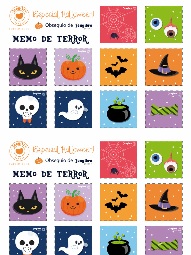 3 - MEMO de Terror - Color - Especial Halloween - Jengibre Juegos Cs | PDF